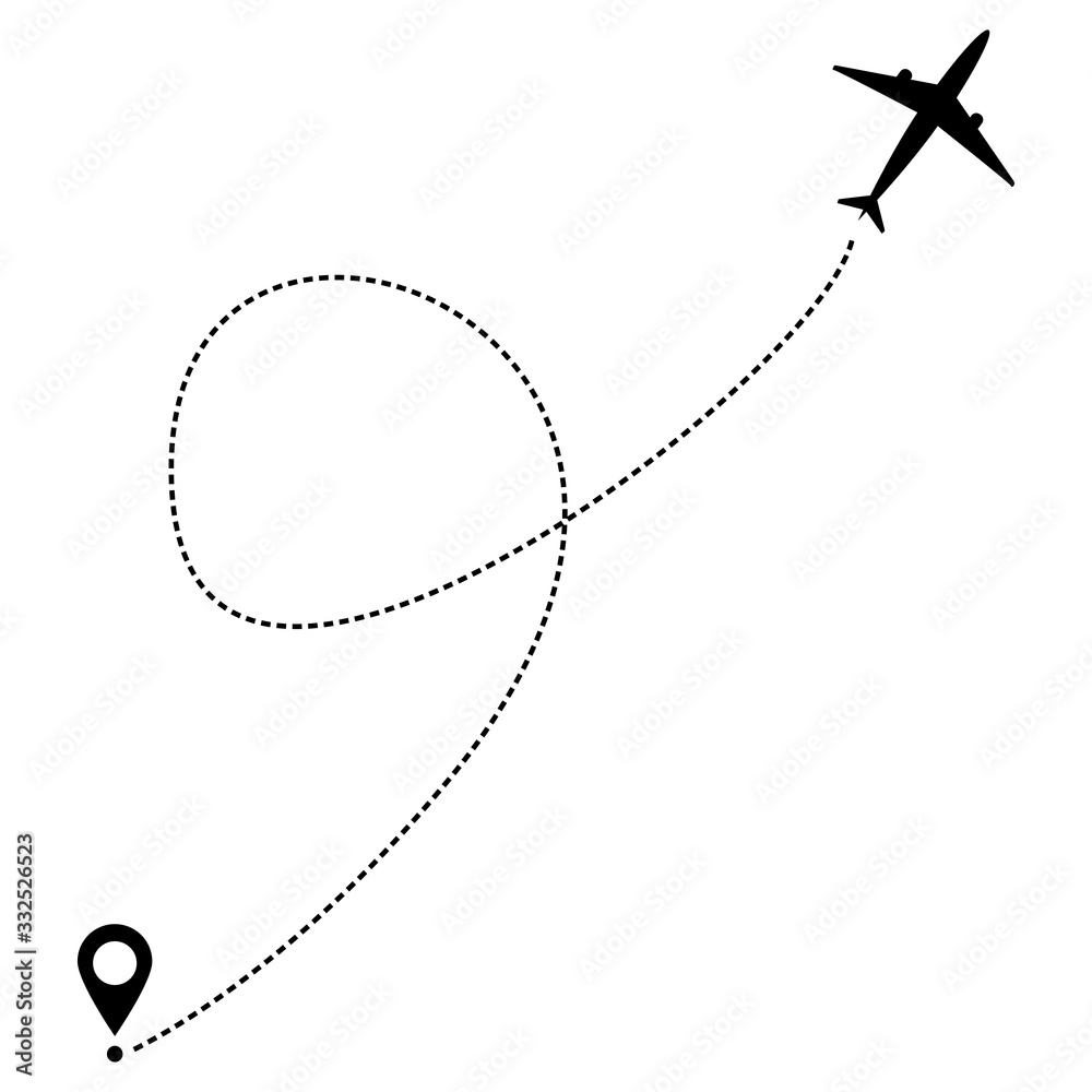 Airplane line path.Travel vector icon. Air travel. Stock Vector | Adobe ...