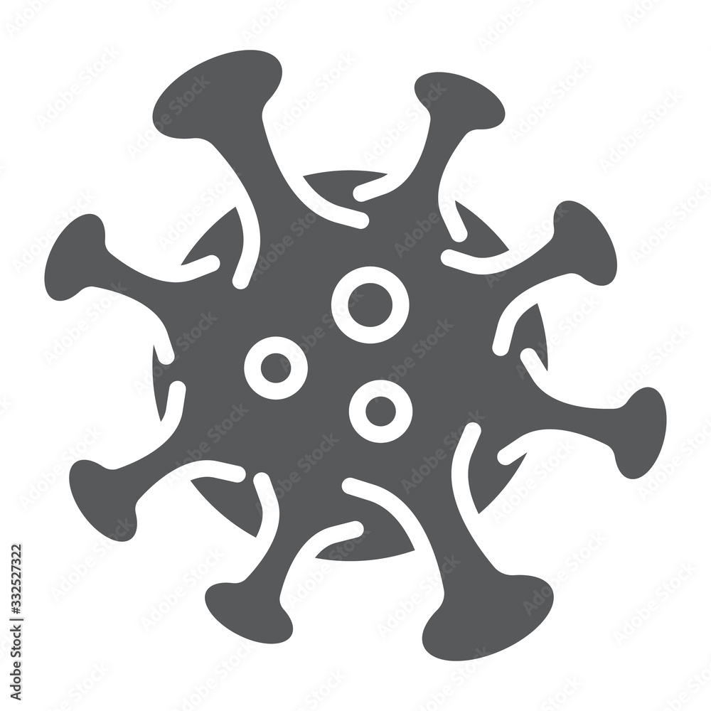 Coronavirus glyph icon, virus and microorganism, covid 19 sign, vector graphics, a solid pattern ...