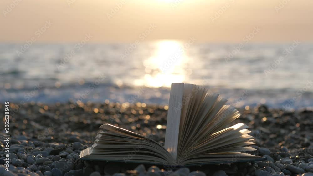 Open book on sea background Stock Video | Adobe Stock