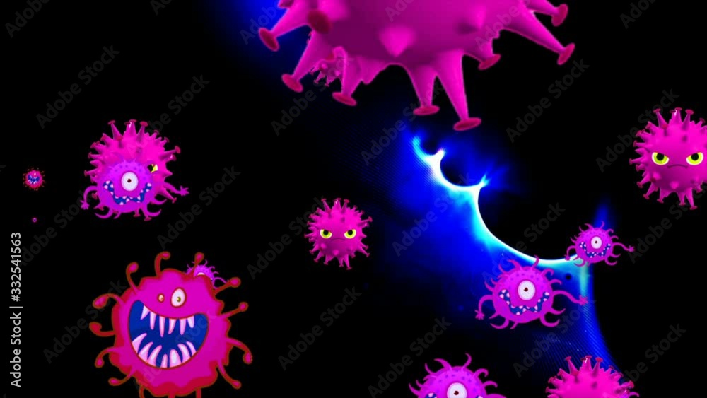 Evil cells of coronavirus bacterium, characters emoji of covid 19 virus ...