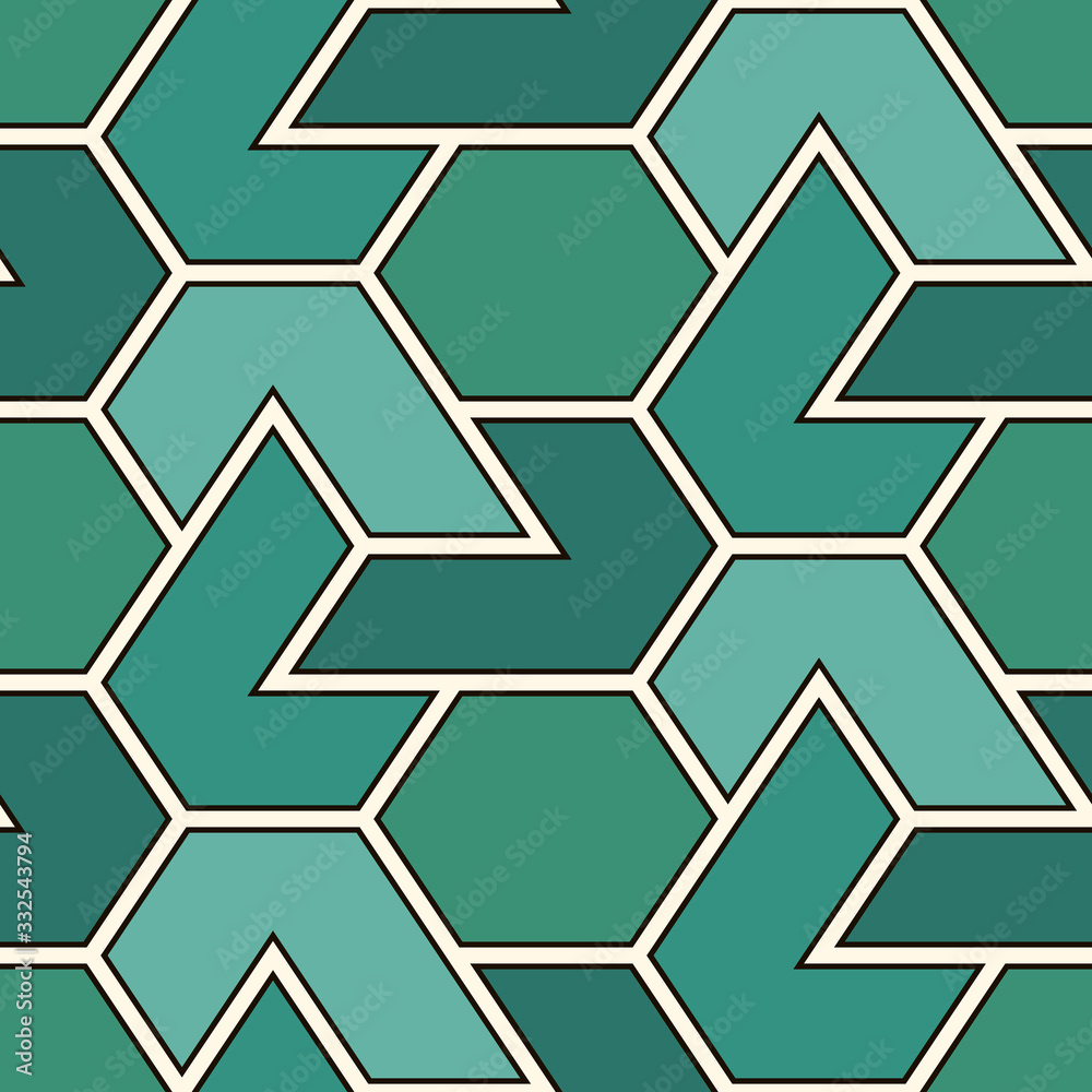 Contemporary geometric pattern. Puzzle ornament. Repeated interlocking ...