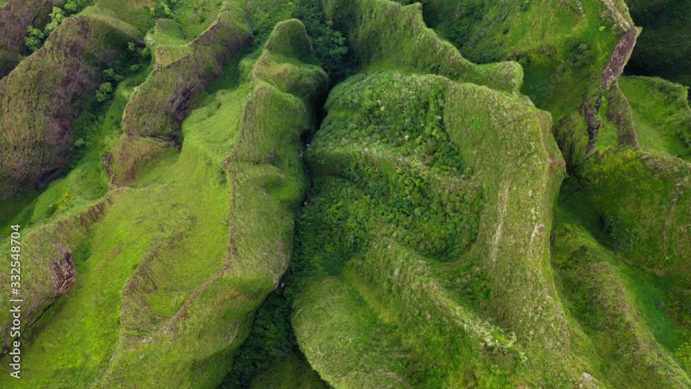Na Pali Coast State park. Fantastic tropical relief top down view ...