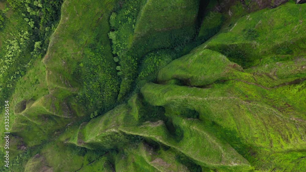 Na Pali Coast State park. Fantastic tropical relief top down view ...