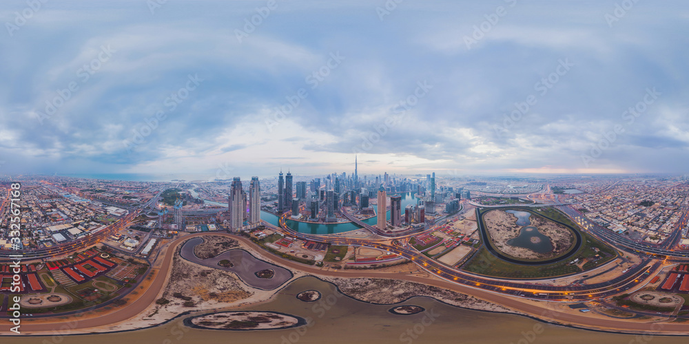 360 panorama by 180 degrees angle seamless panorama of aerial view of ...