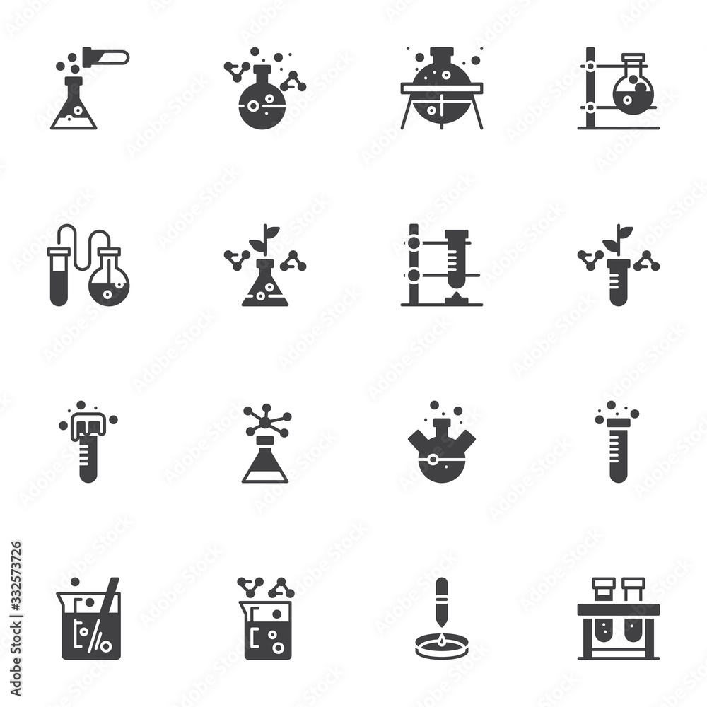 Chemistry vector icons set, modern solid symbol collection, Chemical ...