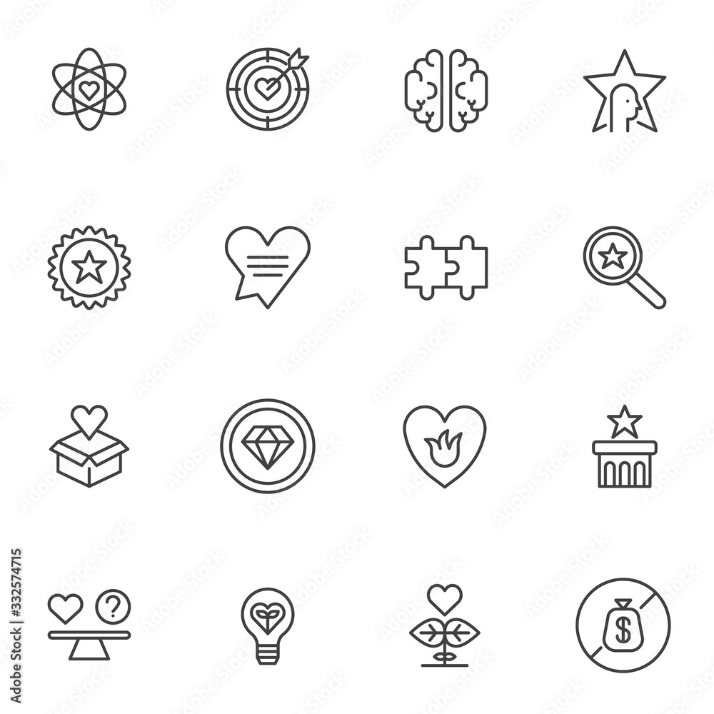 Social Responsibility line icons set. linear style symbols collection ...