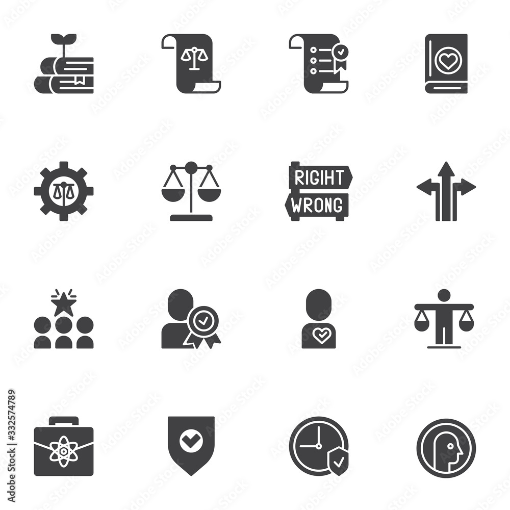 Business Ethics vector icons set, modern solid symbol collection ...