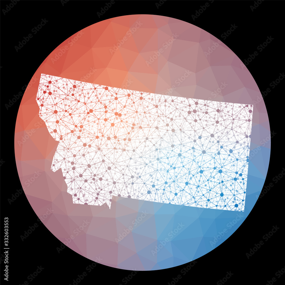 Vector network Montana map. Map of the us state with low poly ...