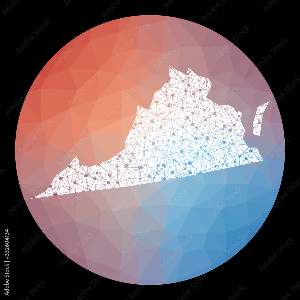 Vector network Virginia map. Map of the us state with low poly ...