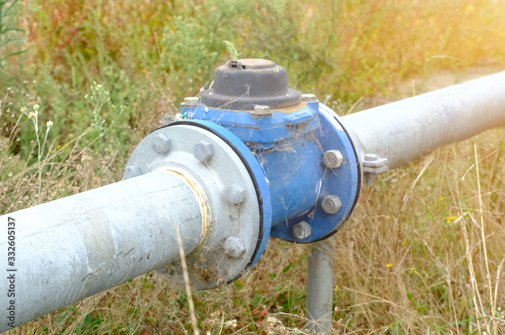 Rusty Water pump station and pipeline on roof deck of water tank for ...