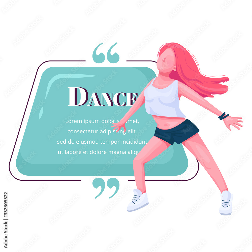 Contemp female dancer flat color vector character quote. Modern dance ...