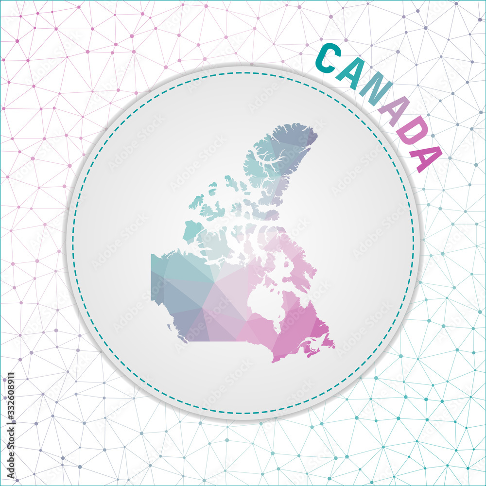 Vector polygonal Canada map. Map of the country with network mesh ...