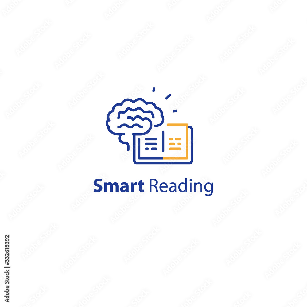 Brain and open book, intellect development, smart thinking, fast ...