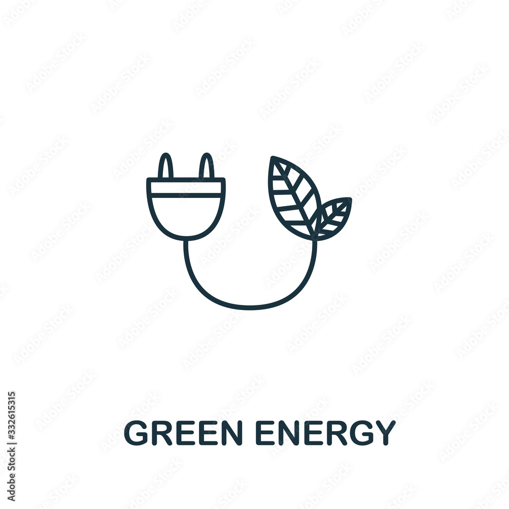 Green Energy icon from clean energy collection. Simple line element ...