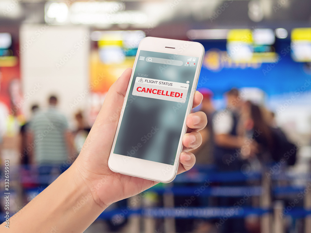 flight cancellation concept. announces message for flight schedule ...