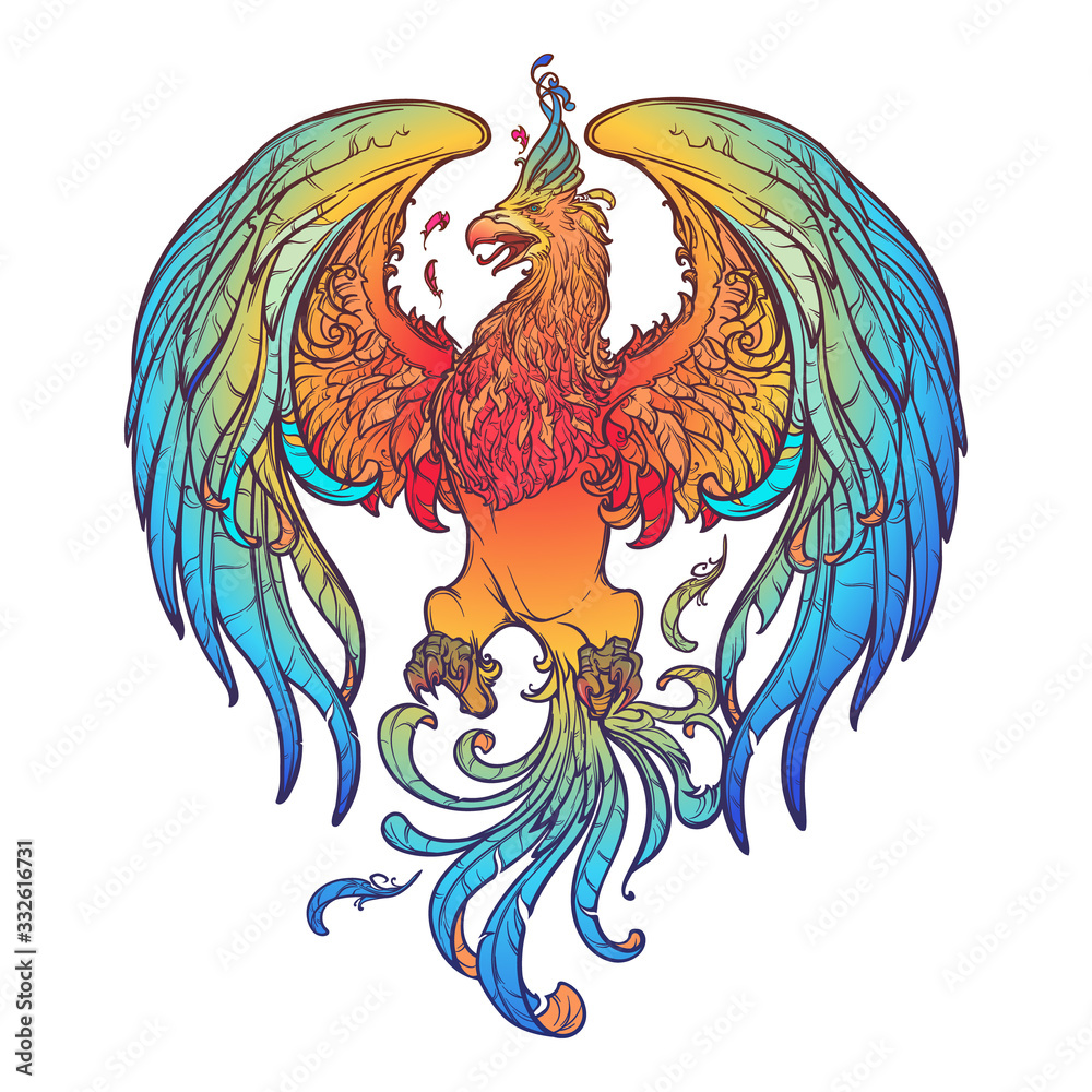 Rainbow Phoenix Bird