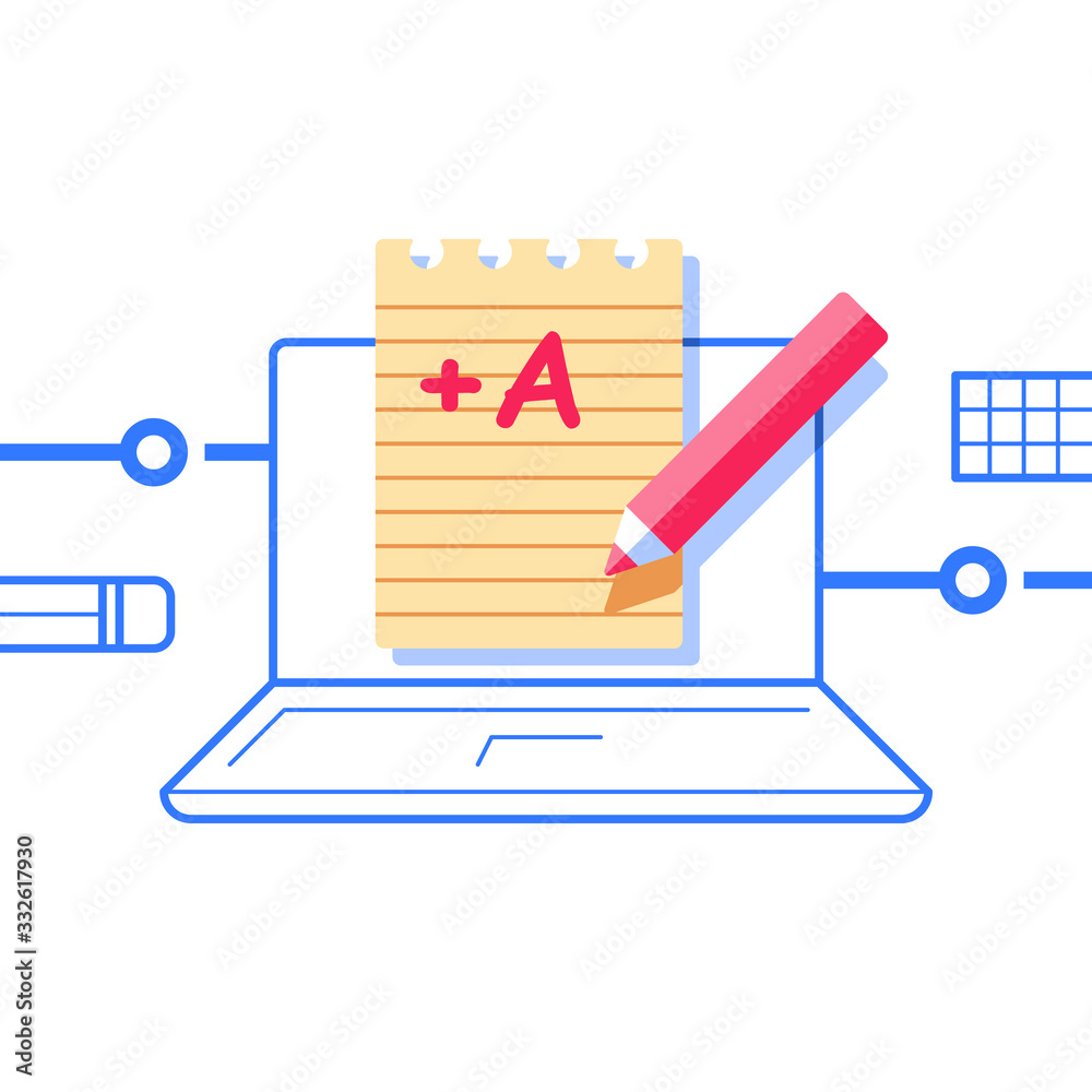 High test score, excellent result, A plus mark, pass examination, well ...