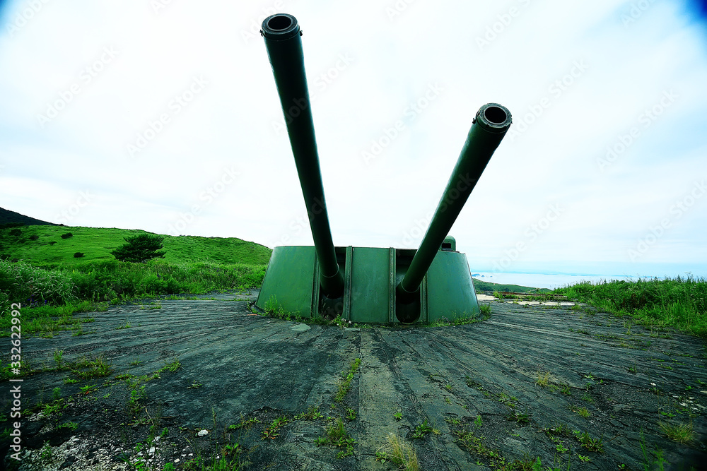Russian tank / military equipment, militarism concept, gun defense ...
