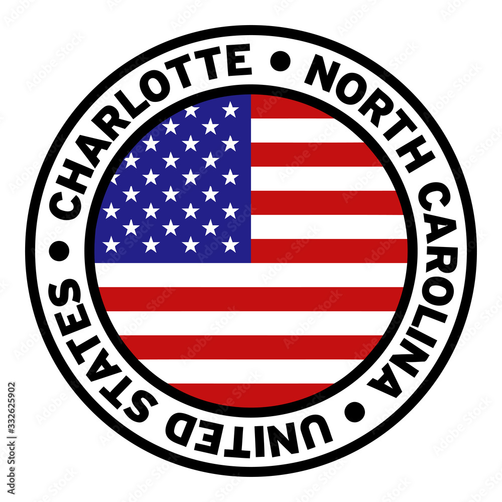 Round Charlotte North Carolina United States Flag Clipart Stock Vector ...