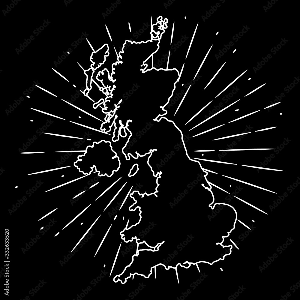 Map of England. Hand drawn vector illustration with a map of the UK and ...
