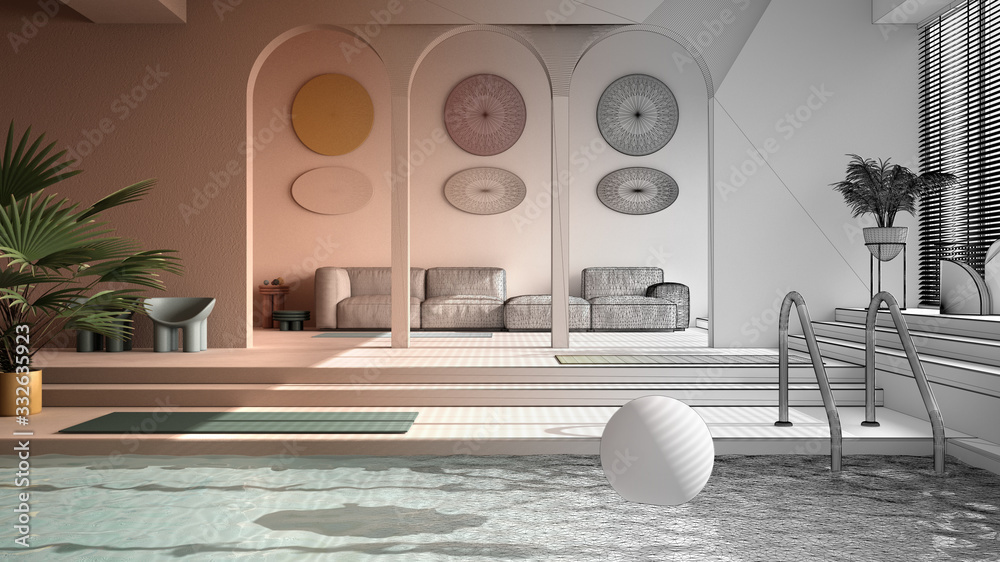 Architect interior designer concept: unfinished project that becomes ...