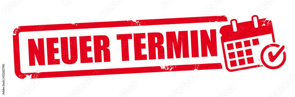 NEUER Termin - Termin Verschiebung roter Stempel Stock-Vektorgrafik ...