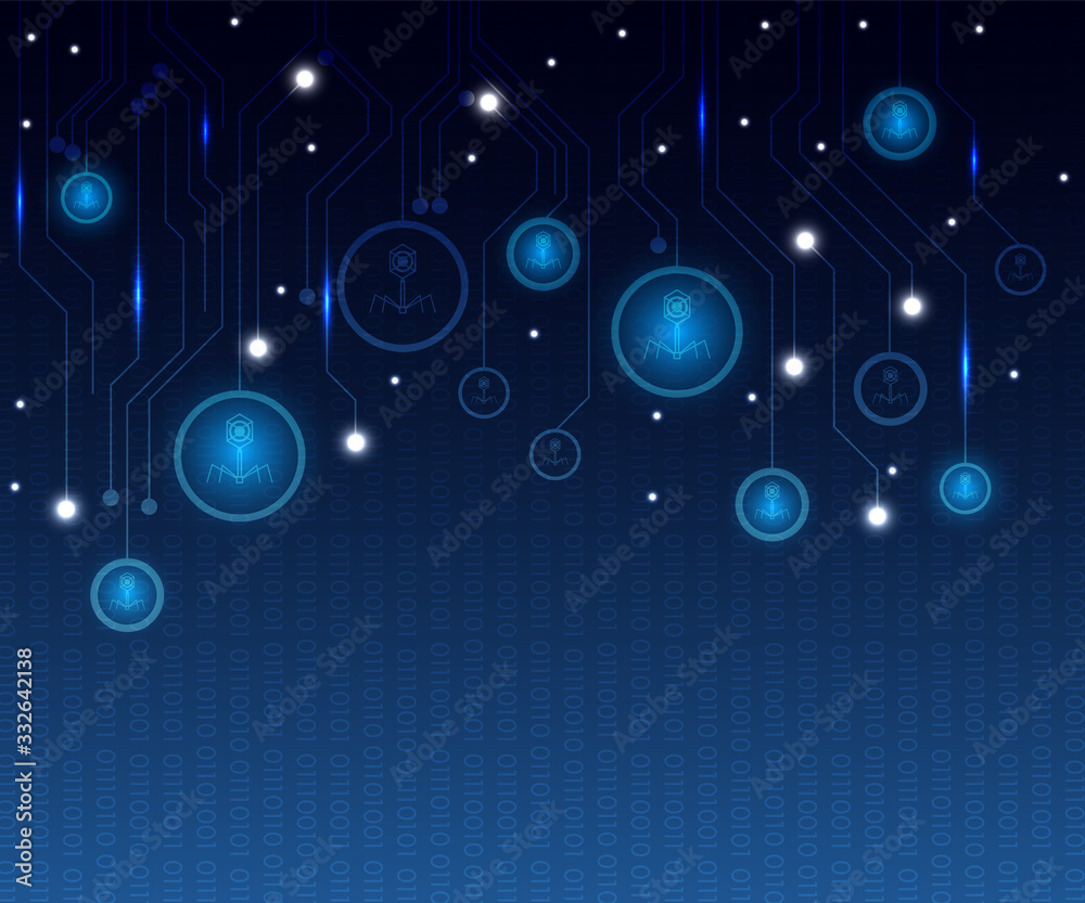 Abstract technology background with circuit and binary code pattern ...