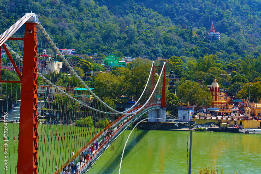 Ram Jhula - Laxman Jhula on Ganga River - Ganges - Rishikesh, Dehradun ...