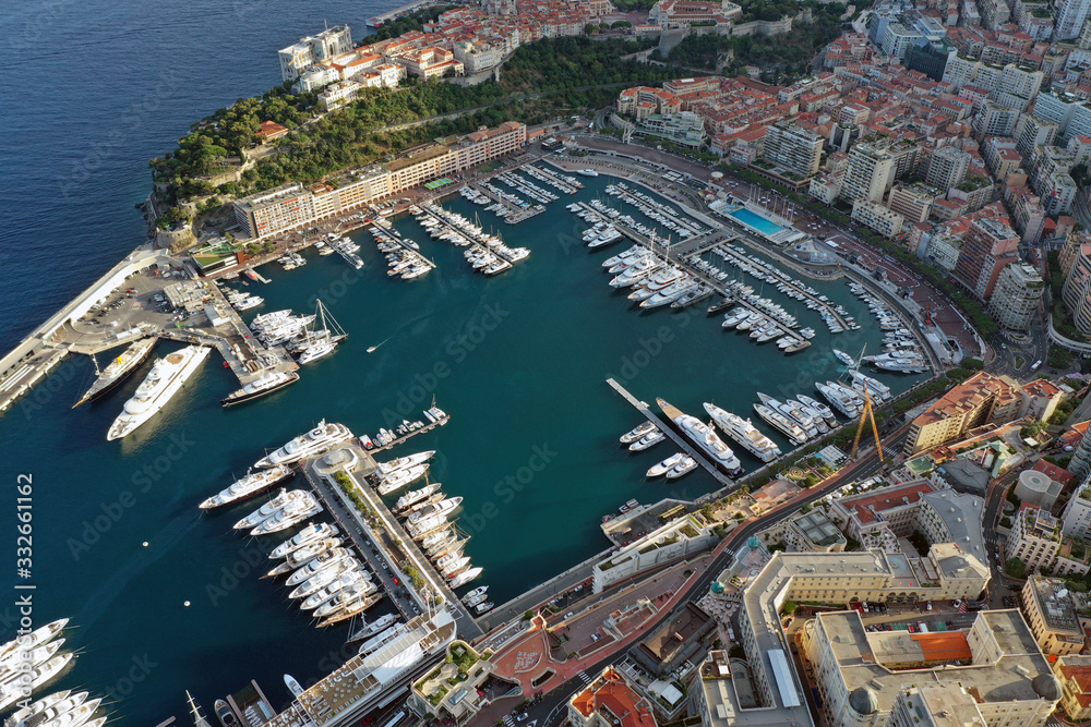 Colorful port of Monaco with beautiful yachts. Formula 1 track. Monaco ...