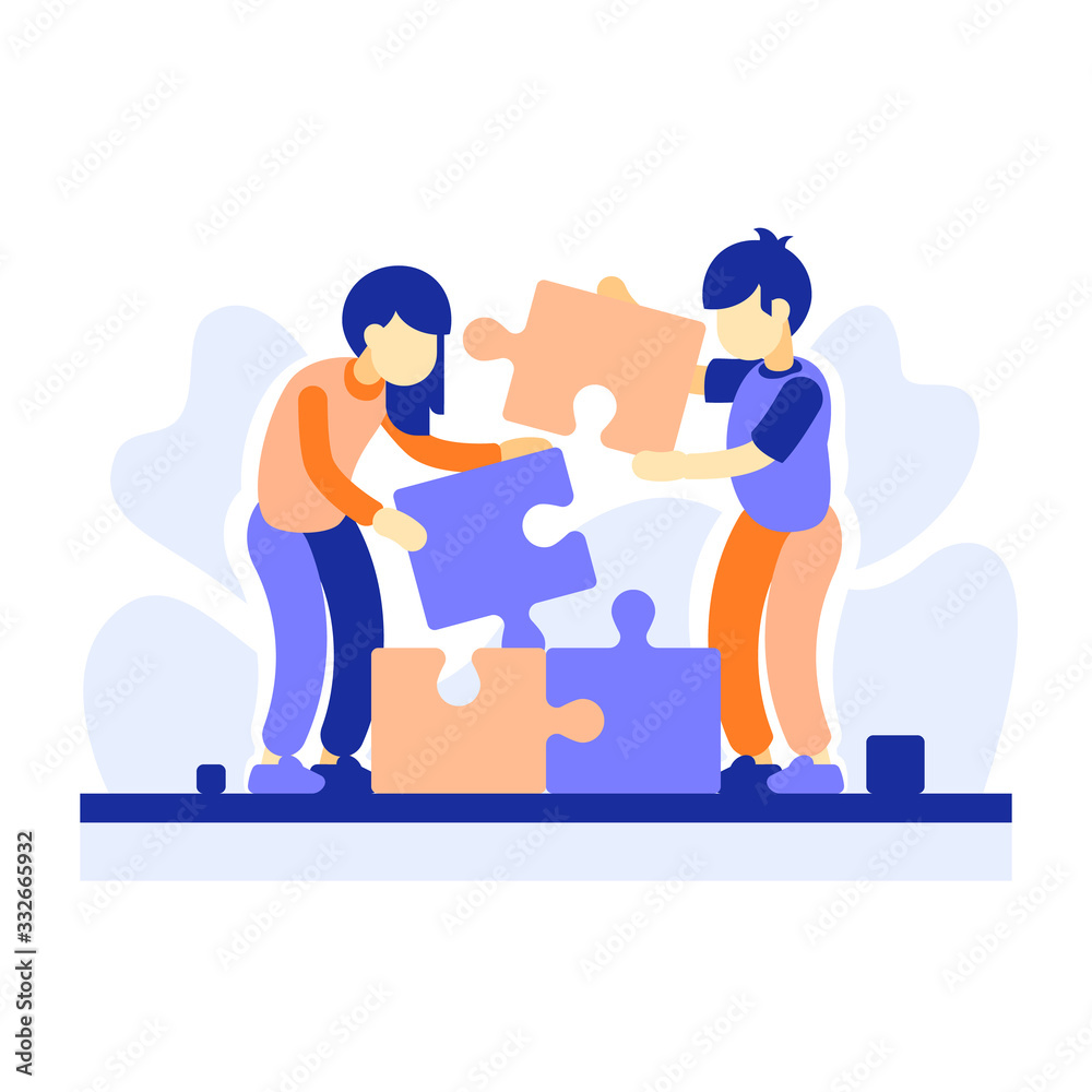 Preschool children playing together, kids cooperation, cognitive ...