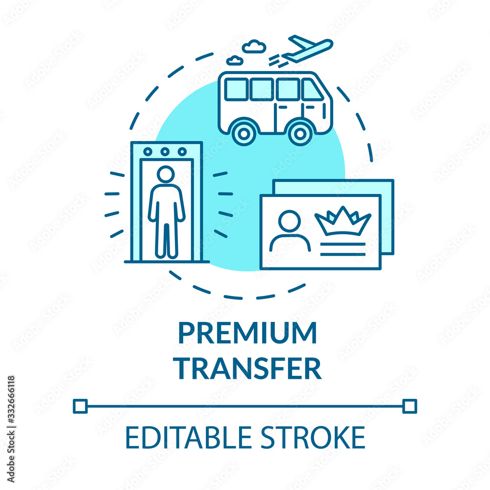 Premium transfer concept icon. Airline passenger luxury transport idea ...