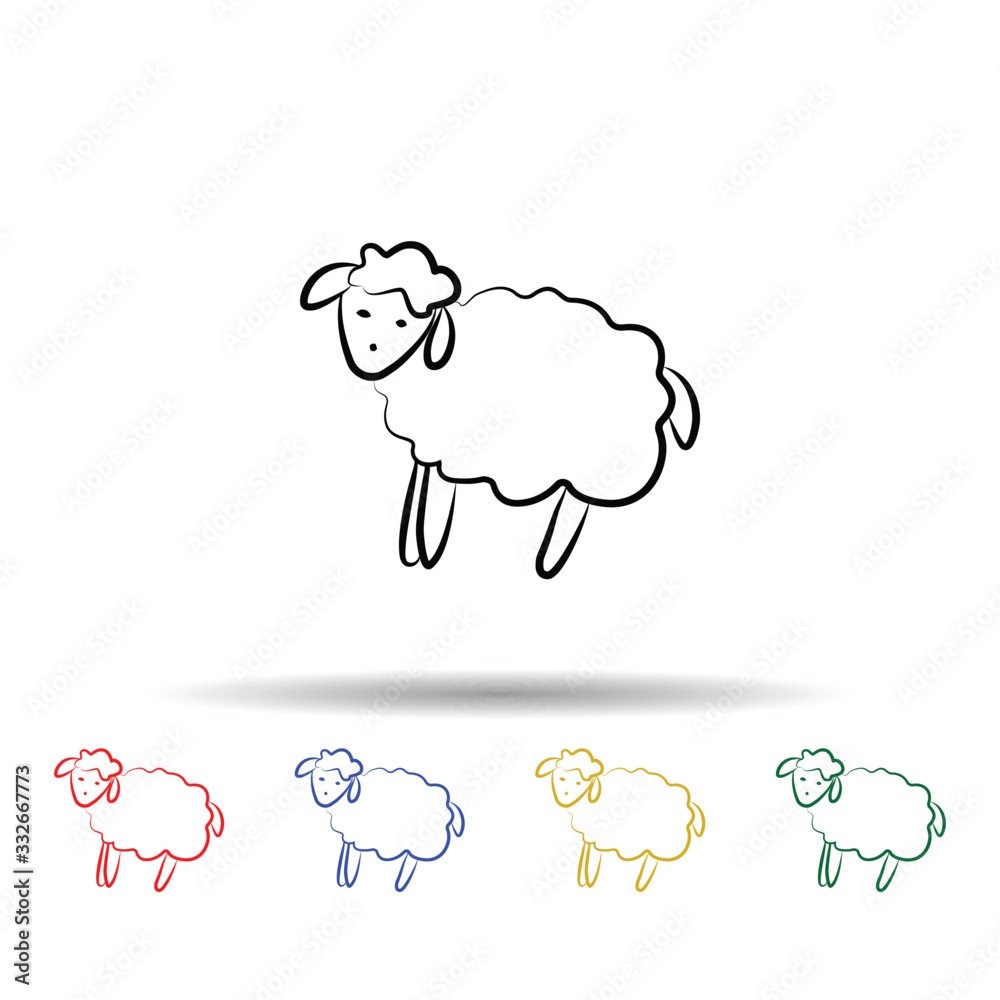 Sheep multi color icon. Simple thin line, outline vector of sheep icons ...