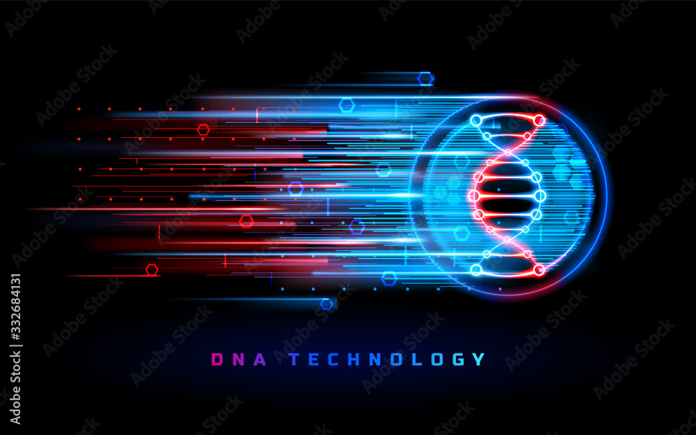 DNA technology, genome research and genetic biotechnology vector blue ...