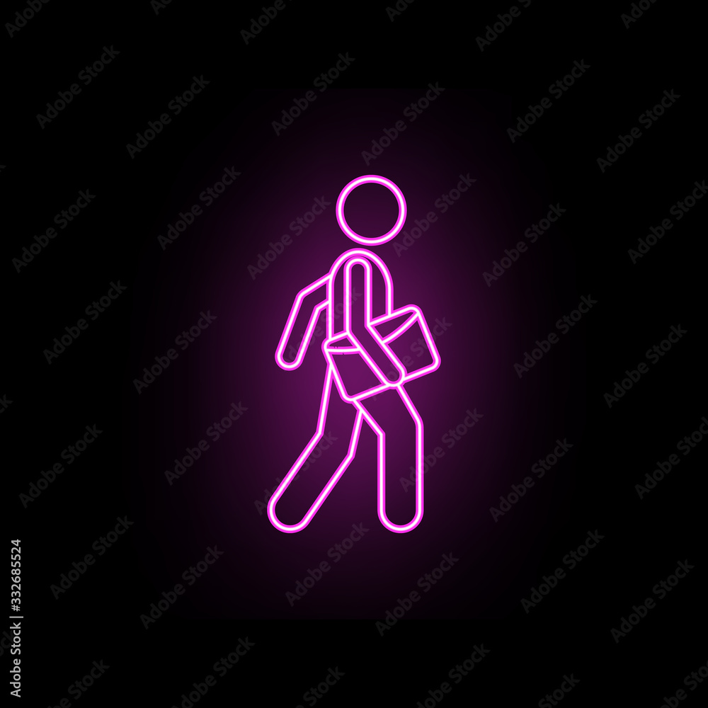 Man with document folder neon icon. Simple thin line, outline vector of ...