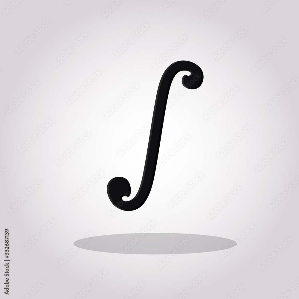 Gray integral icon isolated on white background. Trendy math symbol ...
