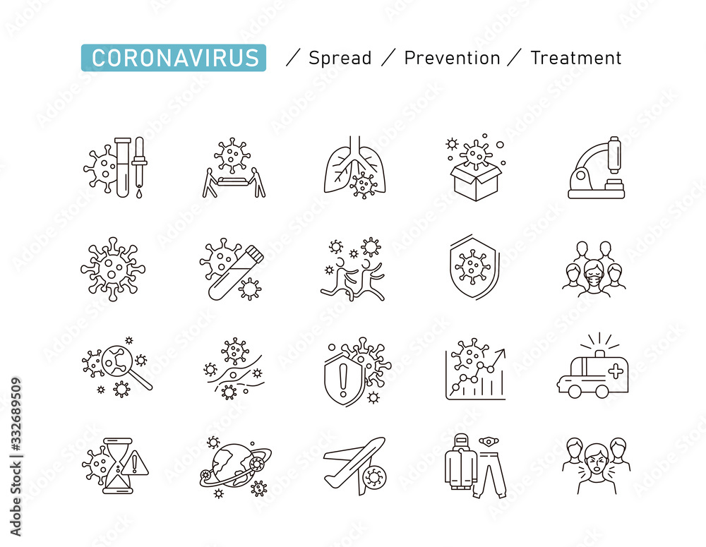Coronavirus icon and symbol. Pandemic 2019-nCoV icon set for ...