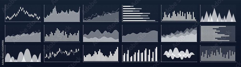 Graphs and charts templates. Big set business infographics. Statistic ...