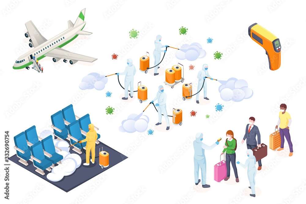 Coronavirus infection transmission prevention and disinfection, vector ...