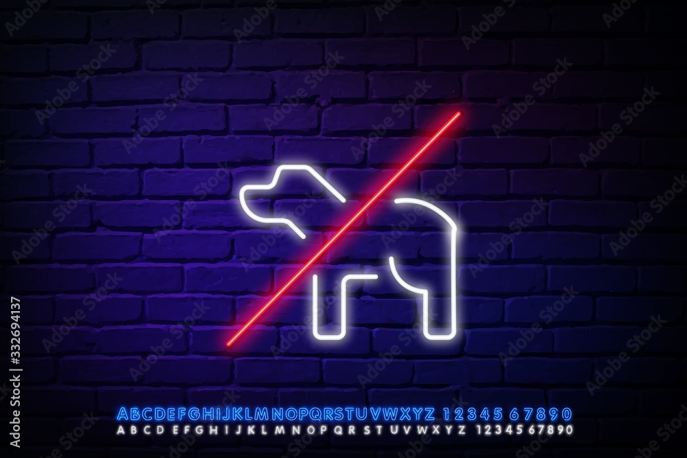 prohibition of animals neon icon. Elements of ban set. Simple icon for ...