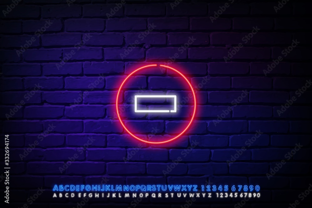 Stop sign neon sign a Glowing illustration of a red hand-held neon sign ...