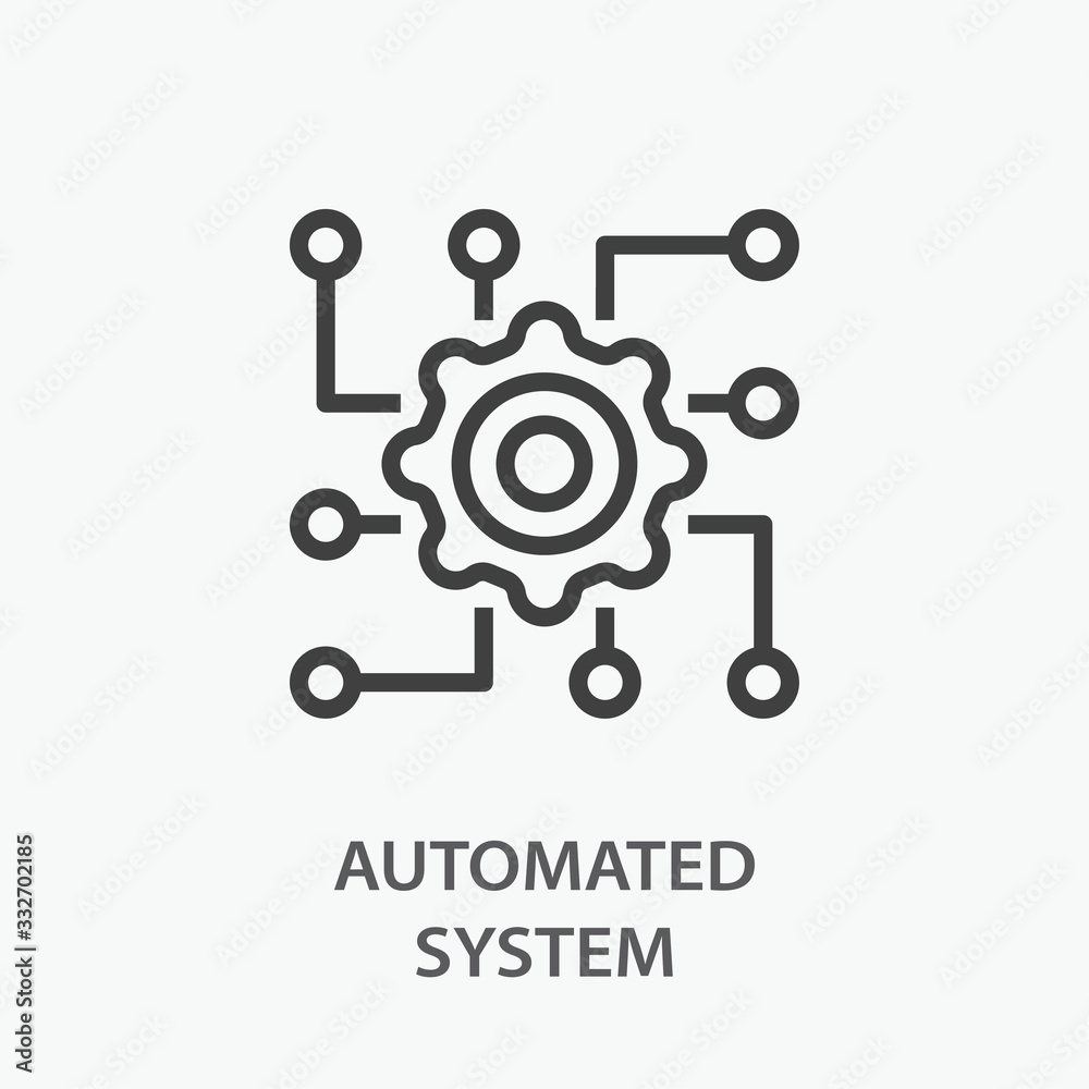 Automated system line icon on white background. Stock Vector | Adobe Stock