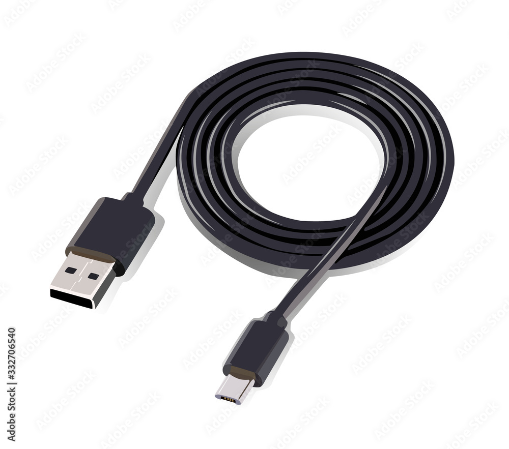 cable usb realistic vector illustration isolated Stock Photo | Adobe Stock