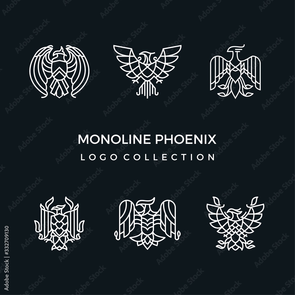 Mono line phoenix logo collection Stock Vector | Adobe Stock