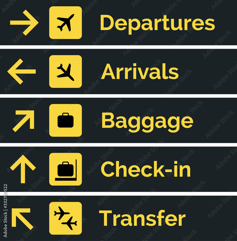 Airport Sign Departure Arrival Travel Icon Vector Airport Board