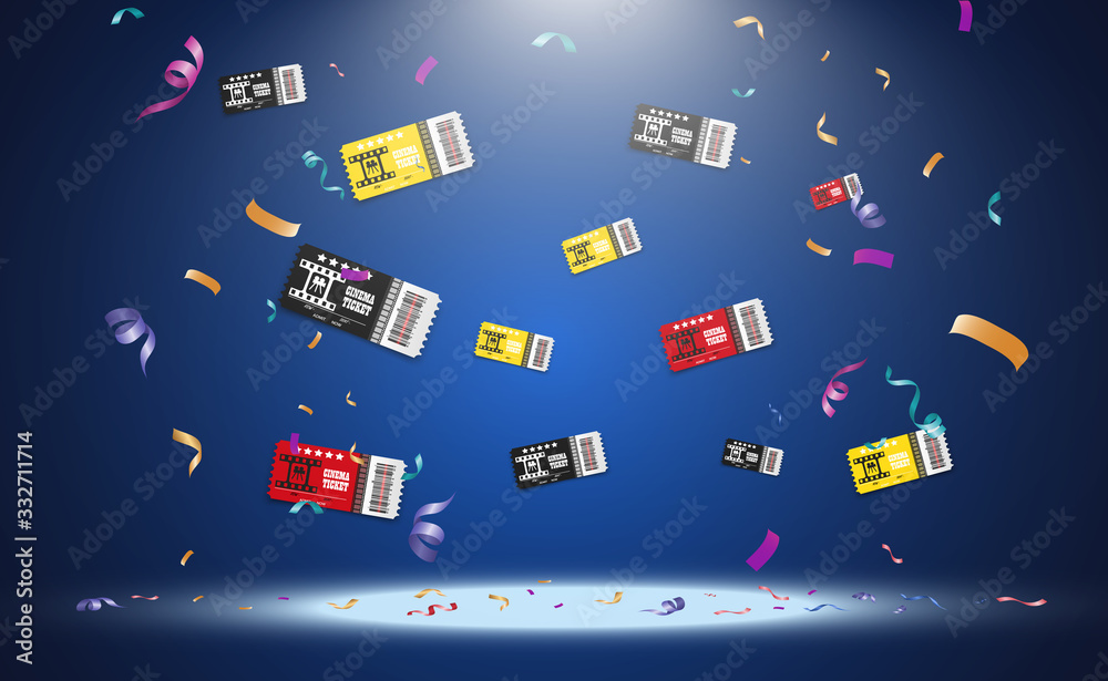 Vector cinema tickets isolated on transparent background. Realistic ...