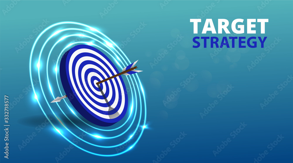 Vector realistic illustration with target financial goal concept ...