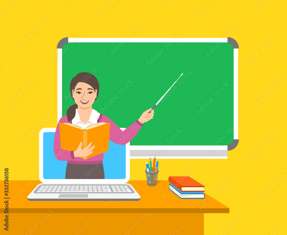 Online education concept. Home education during quarantine. Distance ...