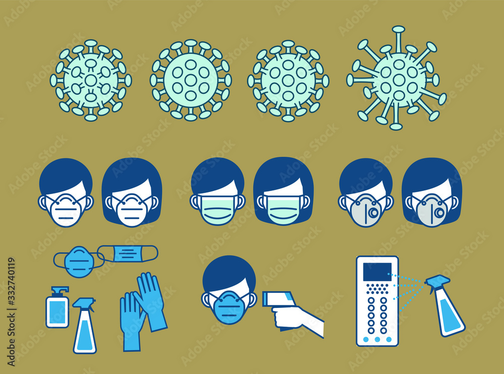 nice icon set of covid-19 coronavirus prevention symbol of virus man ...