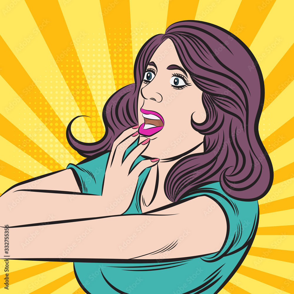 Scared women. Pop art retro illustration comic Style Vector, Separate ...