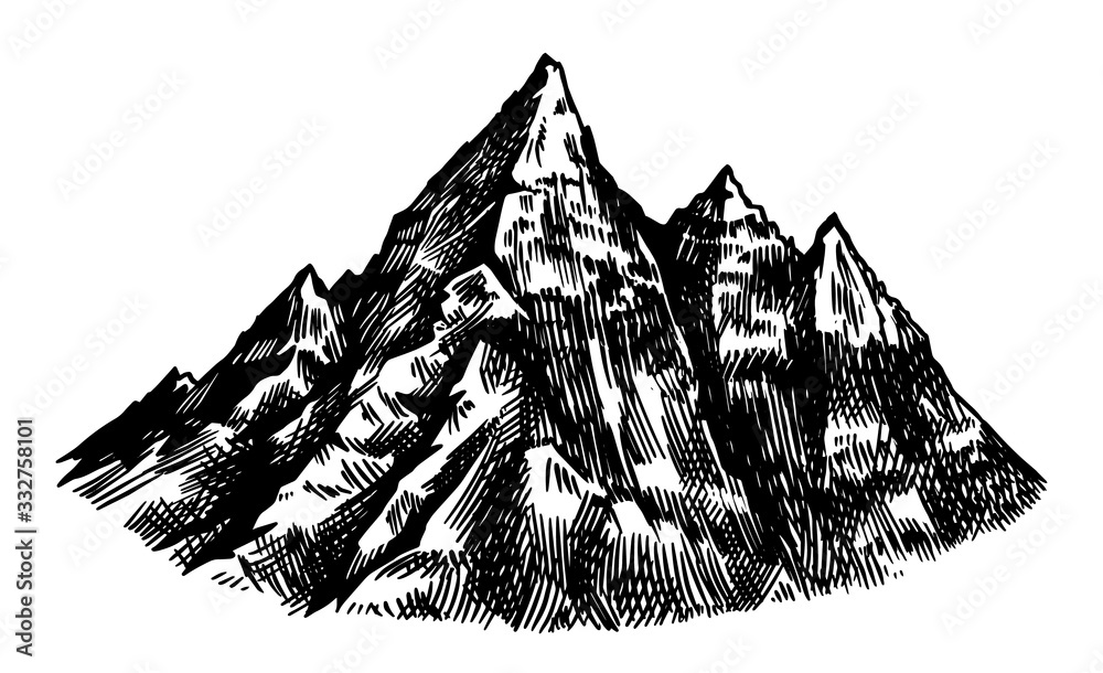 Alps Mountains. Chamonix-Mont-Blanc peaks. Vintage rock, old highlands ...